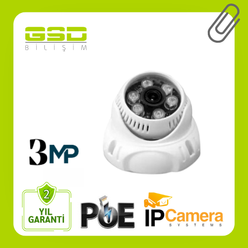 IP POE 3MP 6 ATOM LED DAHİLİ MİKROFONLU DOME GÜVENLİK KAMERASI -1648